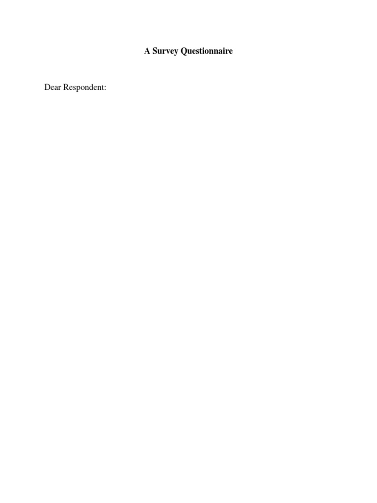 Survey Questionnaire | PDF | Verb | Grammatical Tense