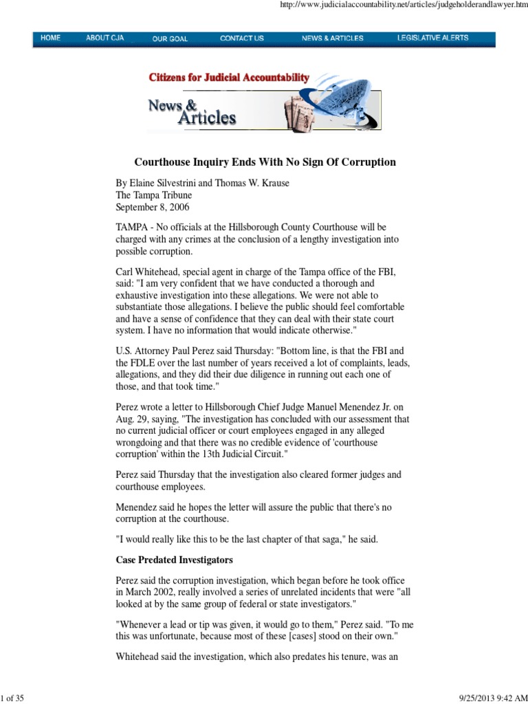 Hillsborough Judge Gregory Holder News Stories | PDF | United States ...