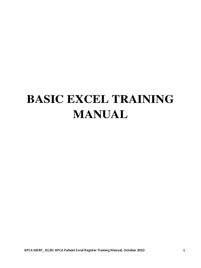 Basic_Excel_Training_Manual.pdf | Spreadsheet | Microsoft Excel