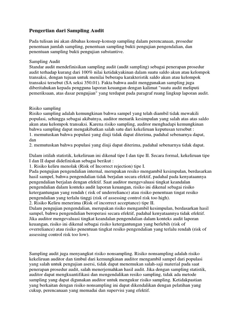 Pengertian Dari Sampling Audit | PDF | Karier & Perkembangan