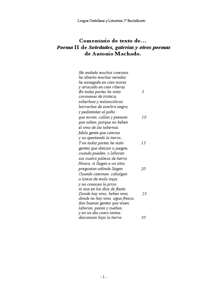 Análisis de "He andado muchos caminos" | PDF | Metro (poesía ...