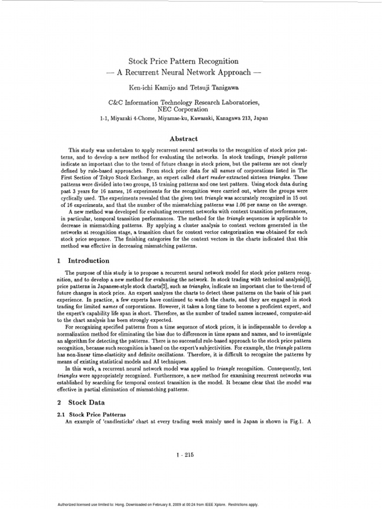 Stock Price Pattern Recognition - A Recurrent NN Approach - K Kamijo T ...