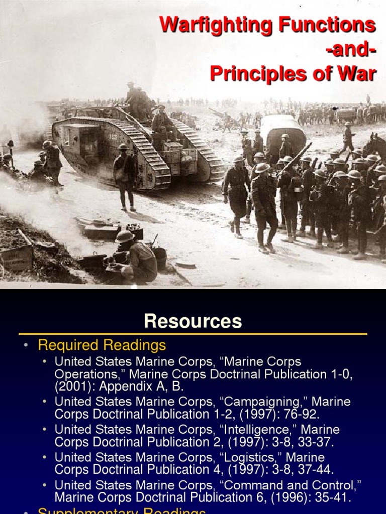 Warfighting Functions and Principles of War (1800, 13 JUL 09).ppt ...