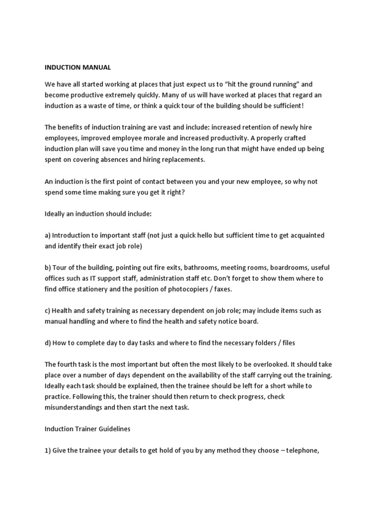 Induction Manual | Download Free PDF | Employee Retention | Employment