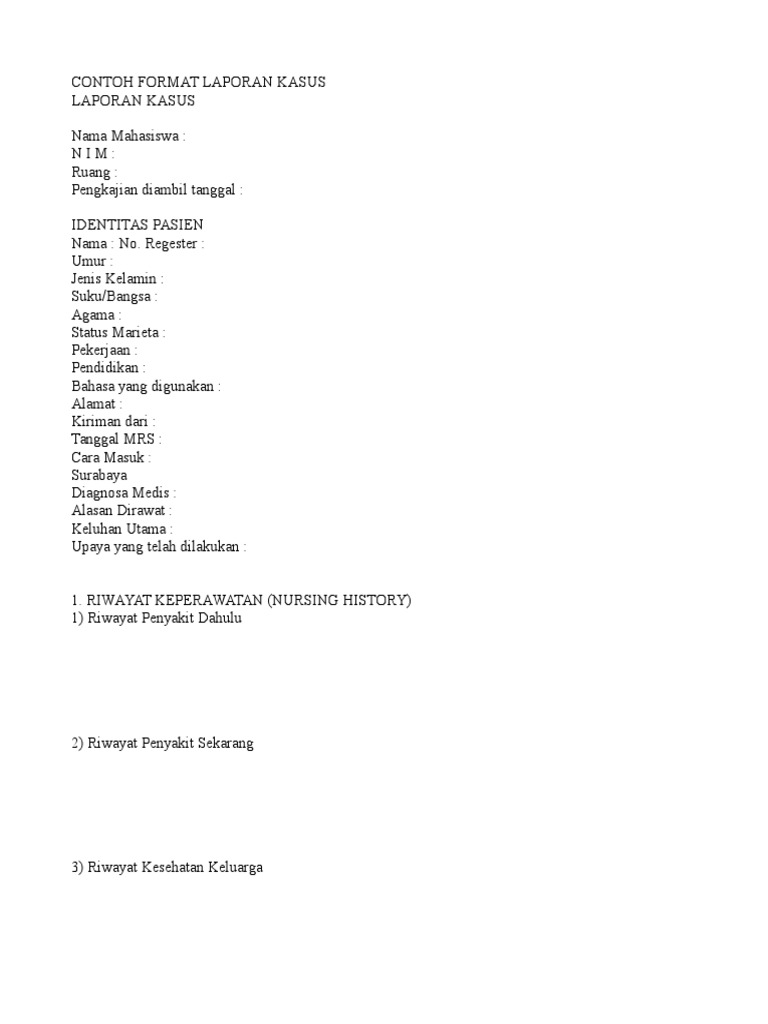 Contoh Format Laporan Kasus | PDF
