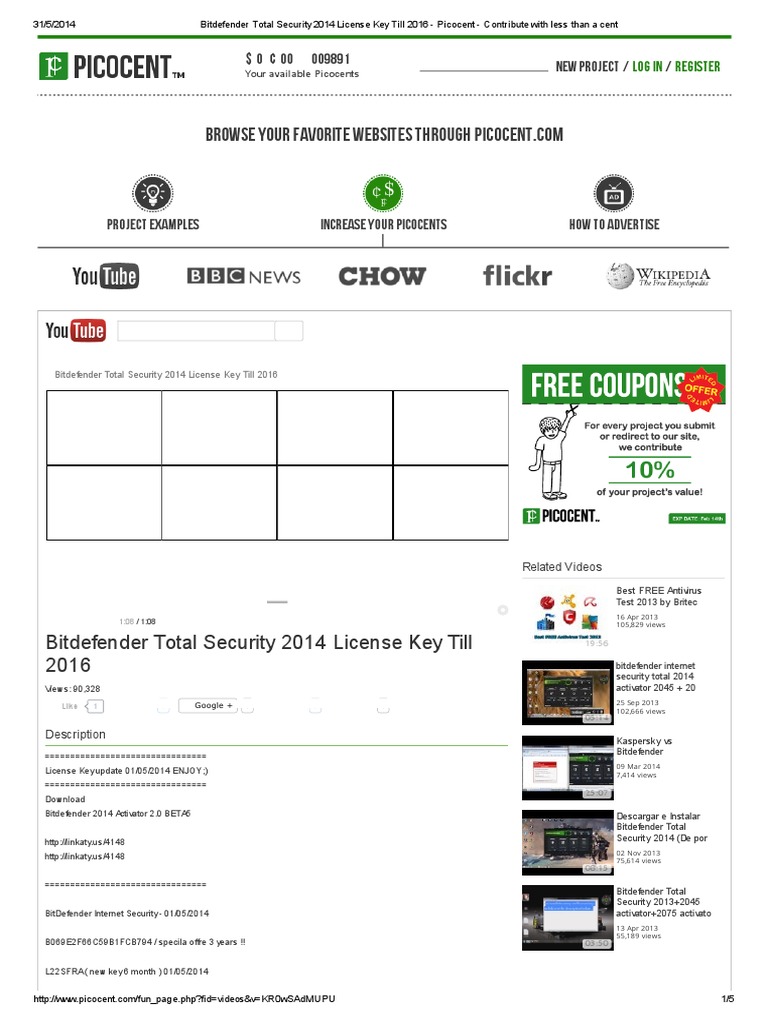 Bitdefender Total Security 2014 License Key Till 2016 - Picocent ...