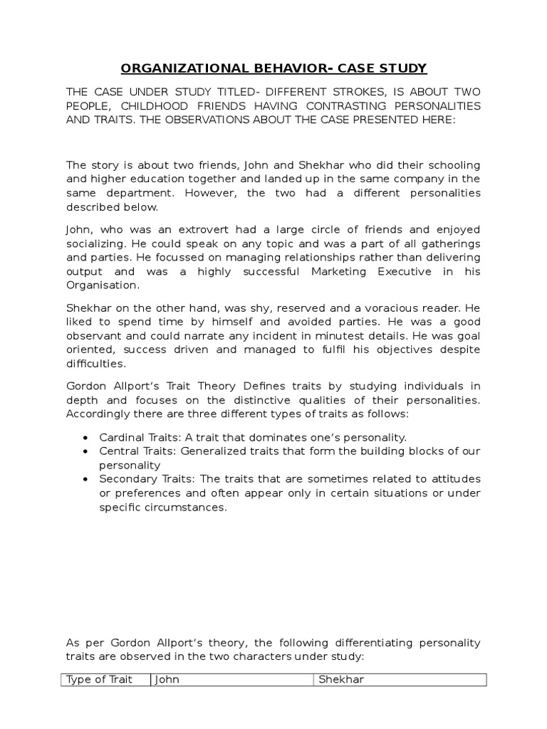 Organization Case Study | PDF | Extraversion And Introversion | Case Study