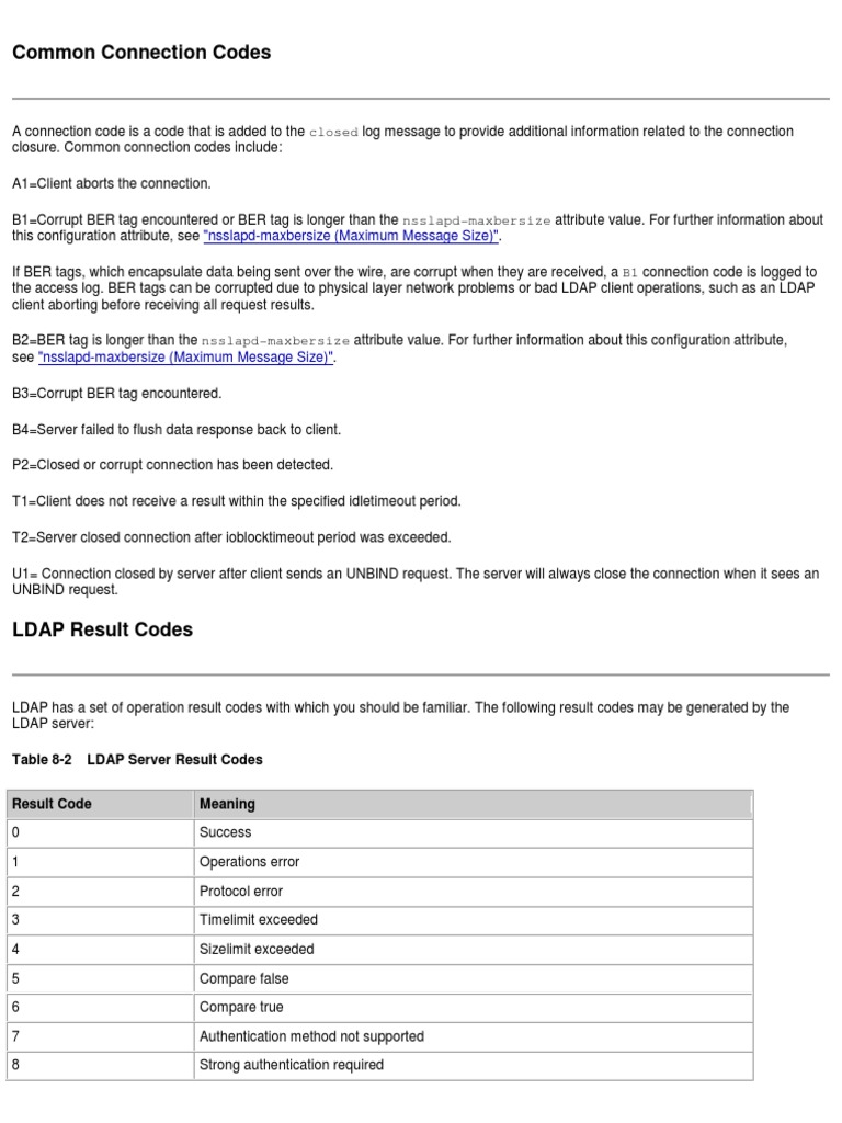 LDAP Error Codes | PDF | Information Technology Management | Network Architecture