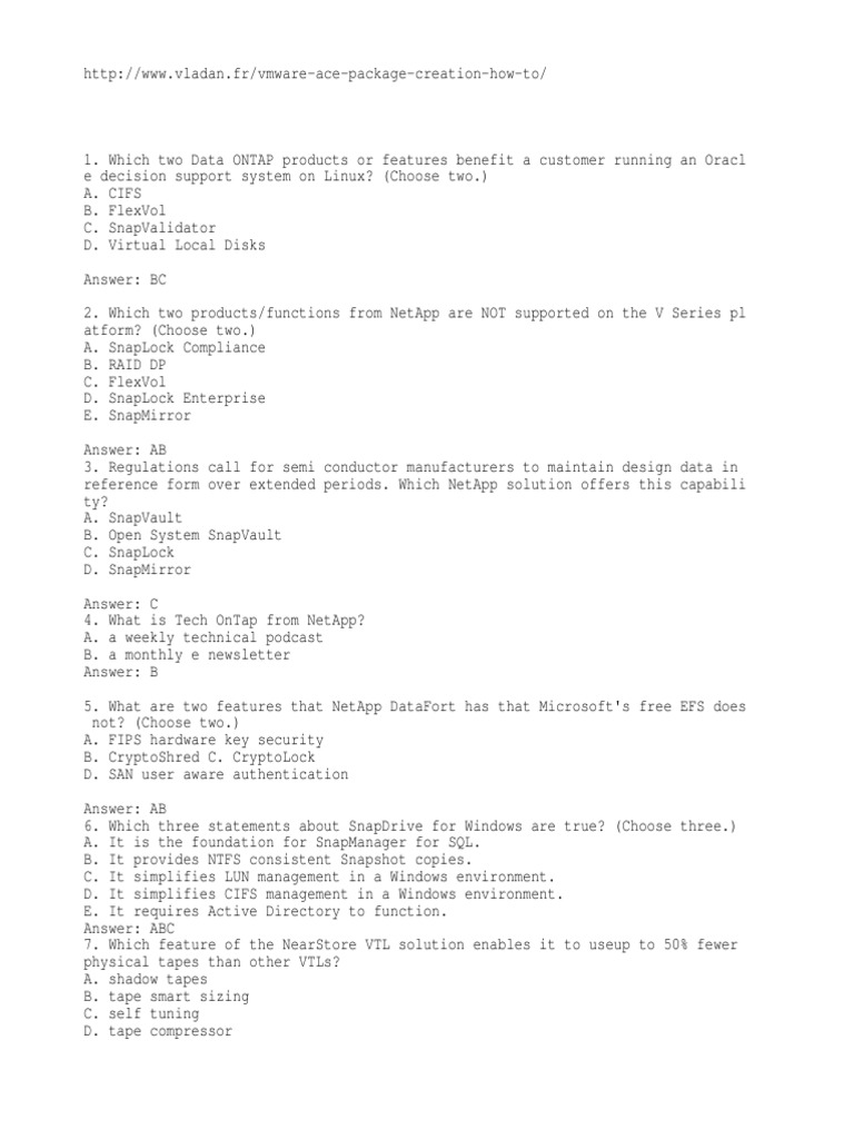 Netapp Exam Cheat Pdf Oracle Database Computer Data Storage