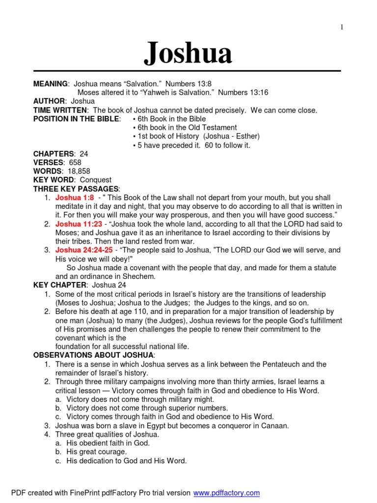 Overview of the Book of Joshua | PDF | Joshua | Book Of Judges