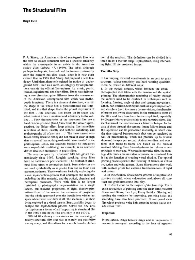 Birgit Hein Structural Film | PDF | Camera | Perception