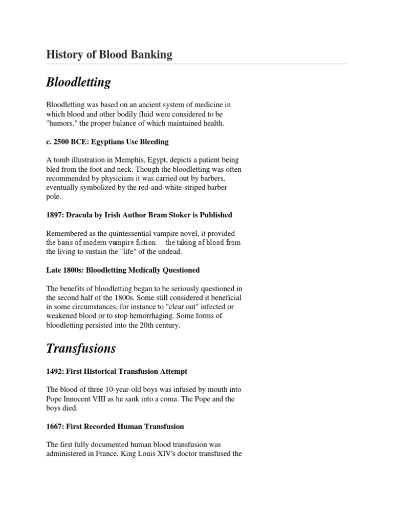 History of Blood Banking Evolution | PDF | Blood Transfusion | Blood Type