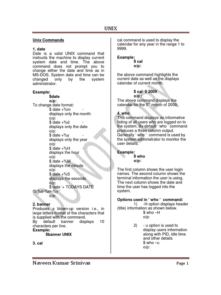 Unix Commands | PDF | Command Line Interface | Directory (Computing) Unix Commands | PDF | Command Line Interface | Directory (Computing)