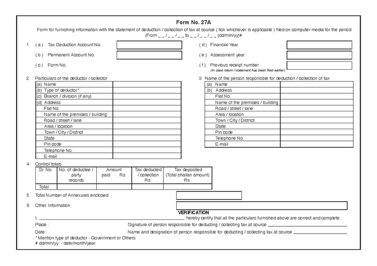 Form No. 27A | PDF | Taxes | Taxation