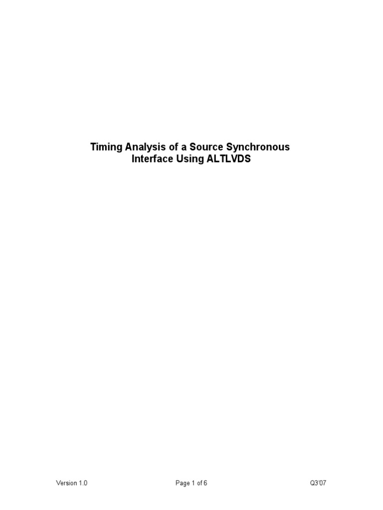 Timing Analysis of Source Synchronous Interface Using ALTLVDS v1.0 ...