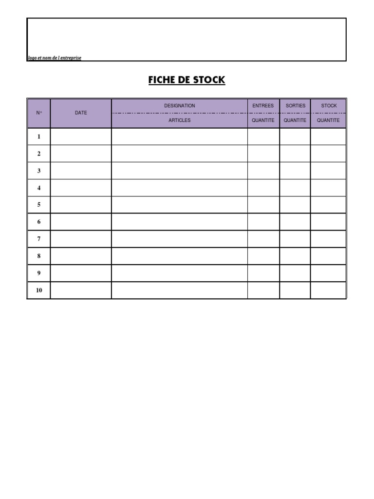 Fiche de Suivi Des Stocks | PDF