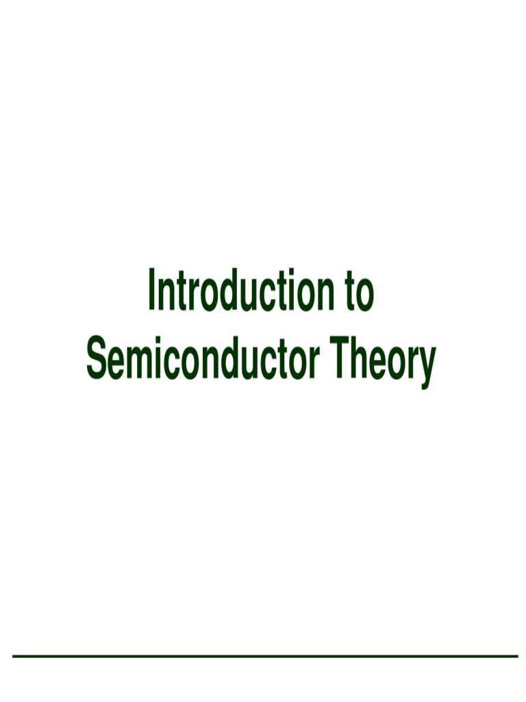 Lecture 1 Semiconductor Theory | PDF | Semiconductors | Condensed Matter