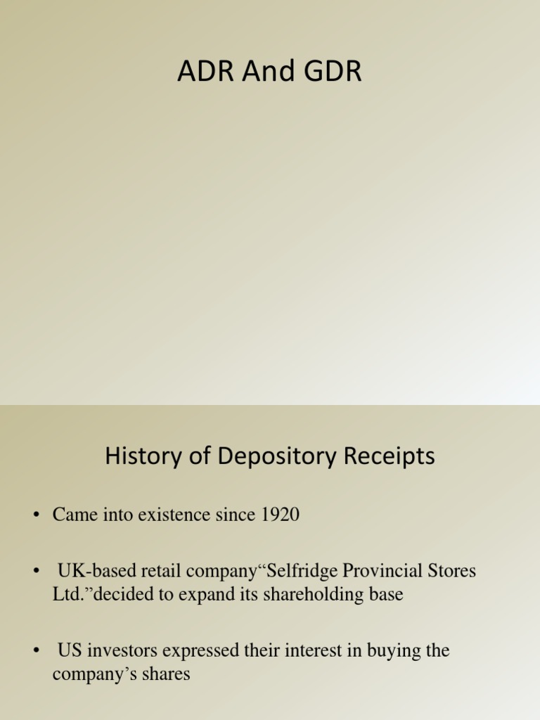 Adr n Gdr | American Depositary Receipt | Stocks