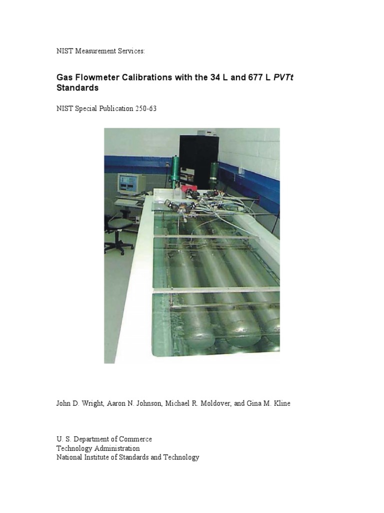 NIST Sp250 63 PVTT GasFlowCal | PDF | Flow Measurement | Calibration