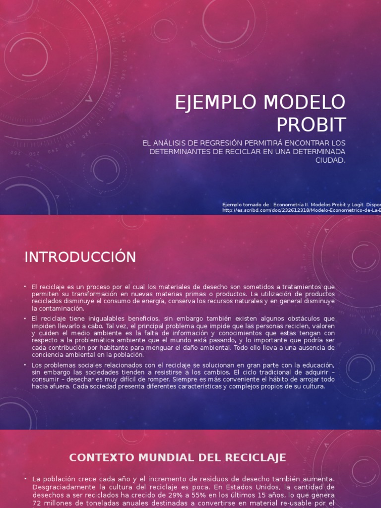 Ejemplo Modelo Probit | Descargar gratis PDF | Residuos | Naturaleza