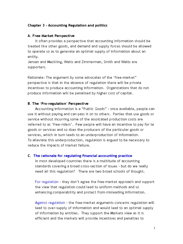 Accounting Regulation: Perspectives & Theories | PDF | Regulation ...