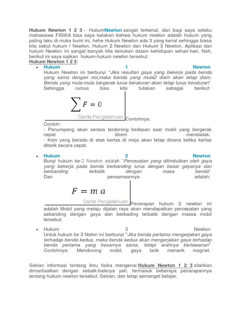 Hukum Newton 1 2 3 | PDF