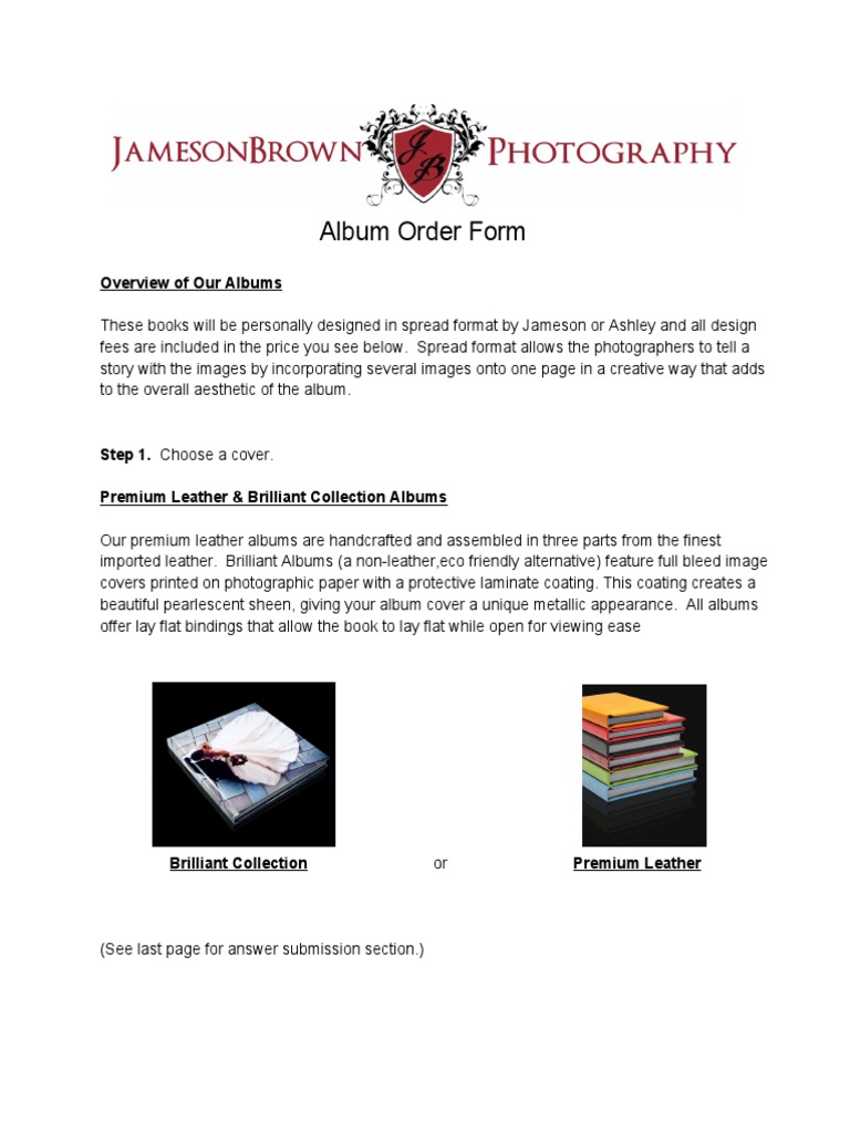Album Order Form | PDF | Page Layout | Art Media