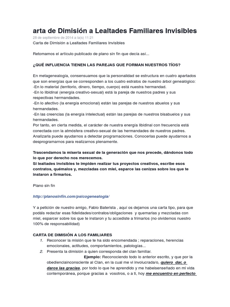 Carta de Liberación Familiar | PDF | Science | Ciencia filosófica