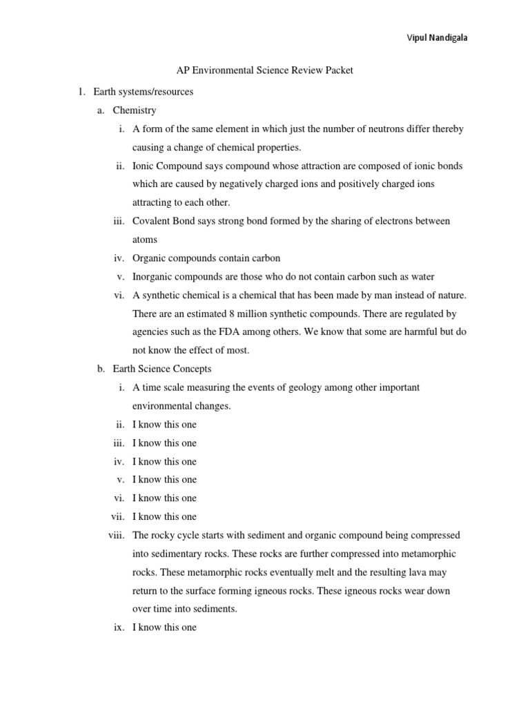 AP Environmental Science Review | PDF | Sustainability | Rock (Geology)