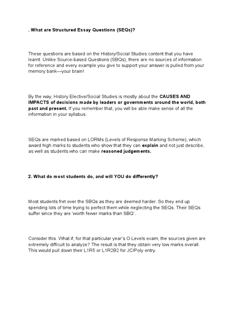 What Are Structured Essay Questions | PDF