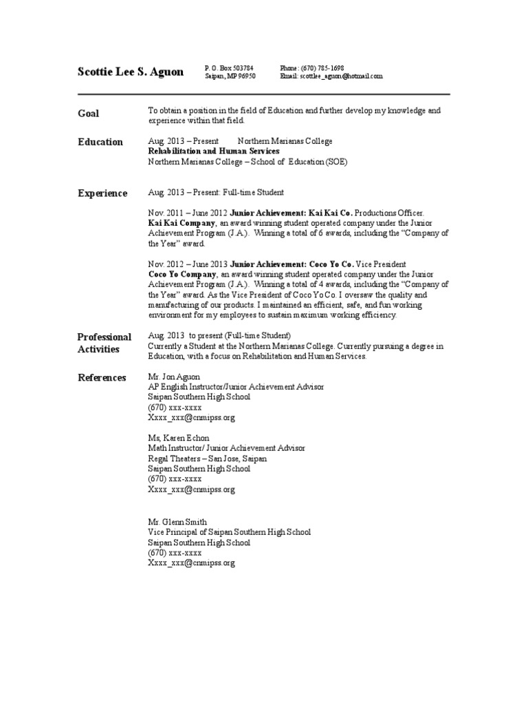 Education Resume of Scottie Aguon | PDF | Career & Growth | Business