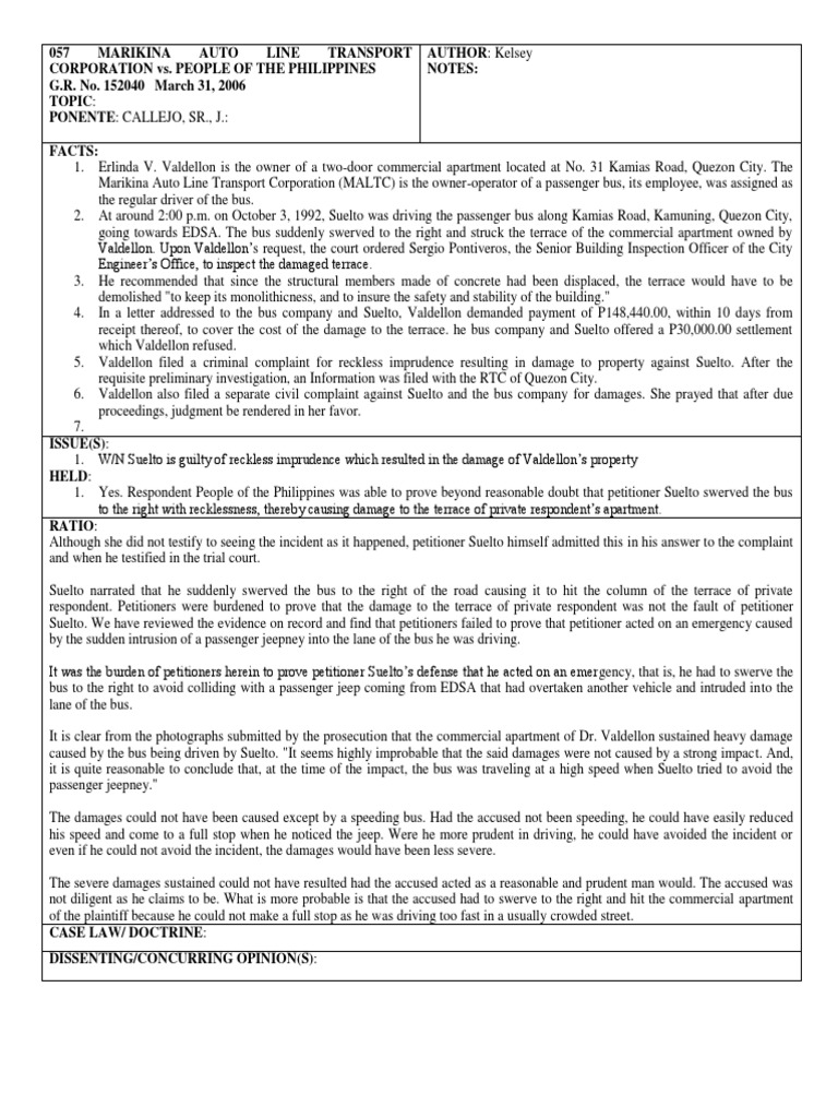 Marikina Auto Line vs. People of The Philippines | PDF | Damages ...