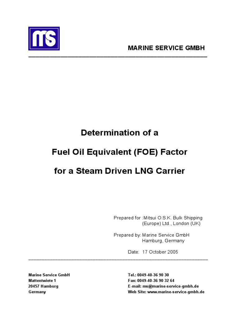Fuel Equivalent Factor - Marine Services PDF | PDF | Liquefied Natural ...
