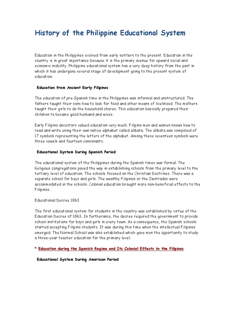 History of The Philippine Educational System | PDF | Schools | Philippines