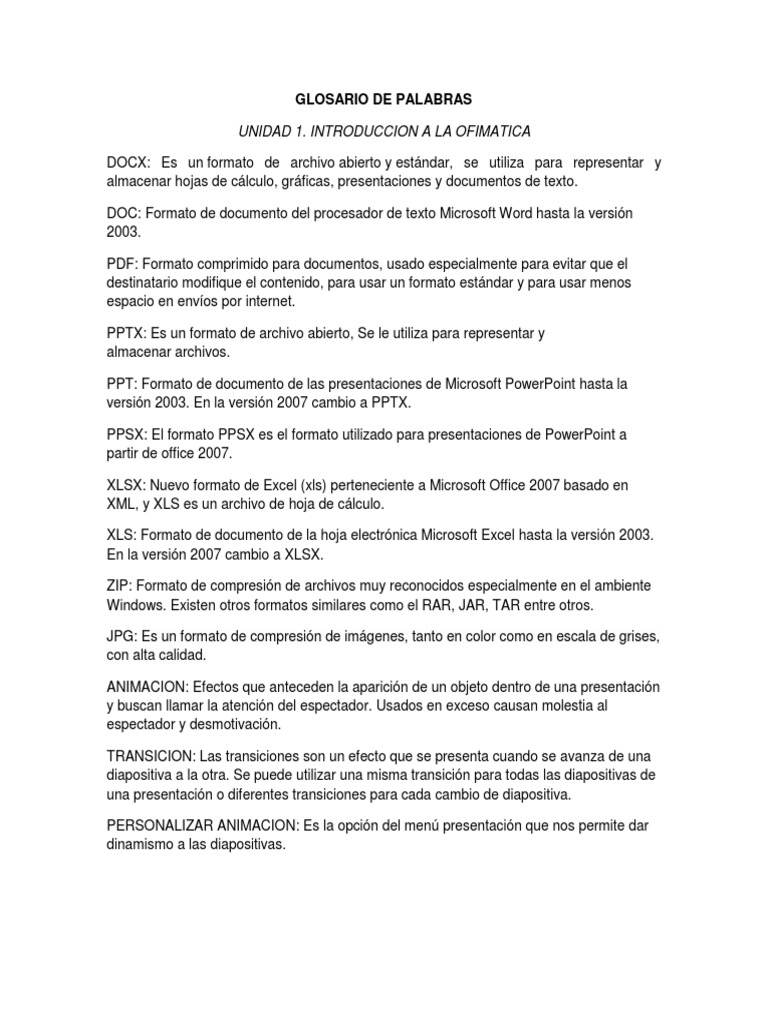 GLOSARIO DE PALABRAS INFORMATICA 1 (términos) (1).docx | Red de ...
