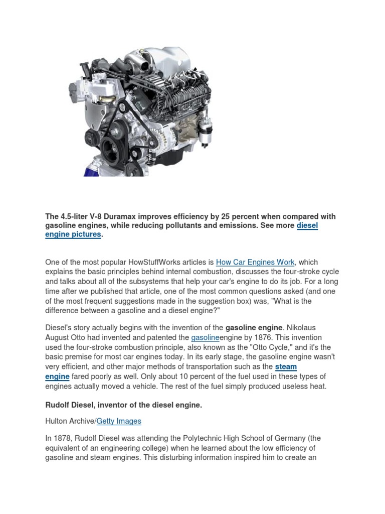 How Diesel Engines Work by Howstuffworks | PDF | Internal Combustion ...