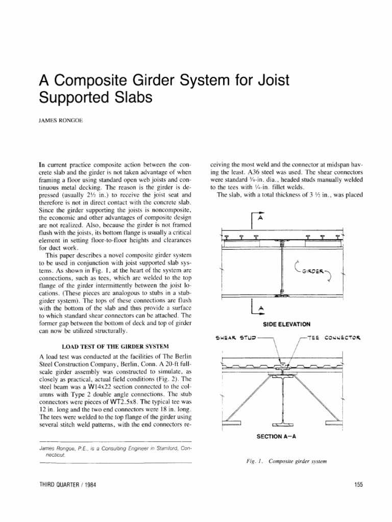 A Composite Girder System For Joist Supported Slabs PDF | PDF | Beam ...