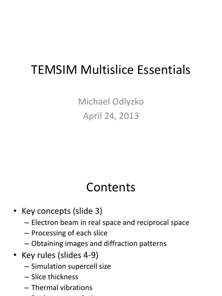 Tem Multislice Simulation Tutorial Pdf Angular Resolution 2846