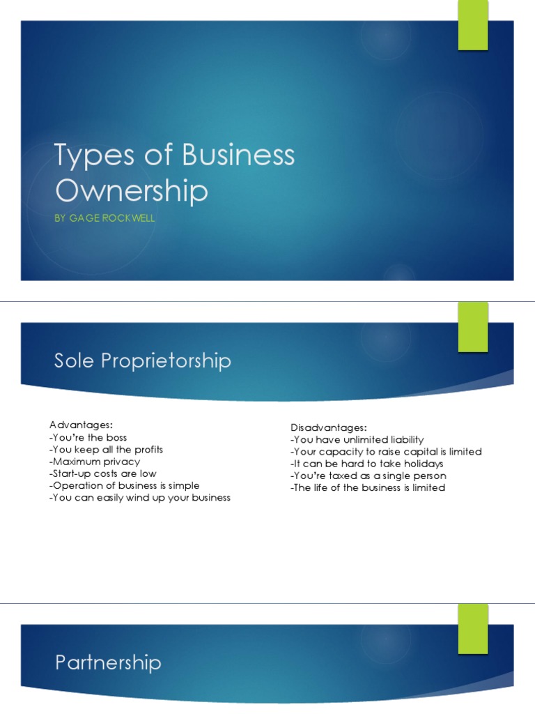 Types of Business Ownership | PDF | Business | Law