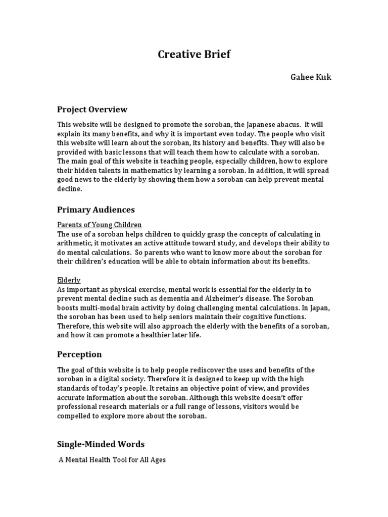 Creative Brief: Project Overview | PDF