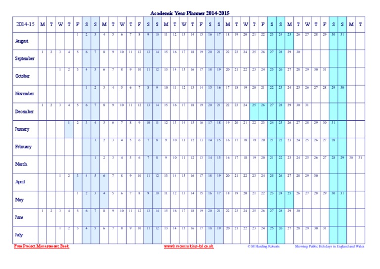 Academic Year Planner 2014 2015 | PDF
