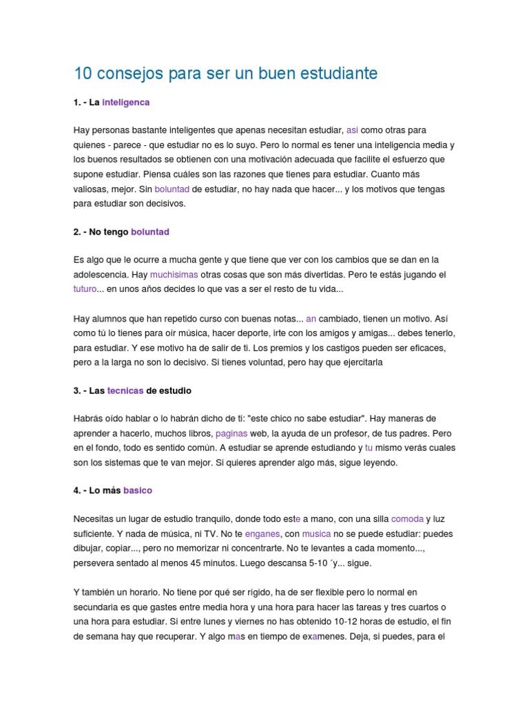 10 Consejos para Ser Un Buen Estudiante - F7 | PDF | Fórmula | Memoria