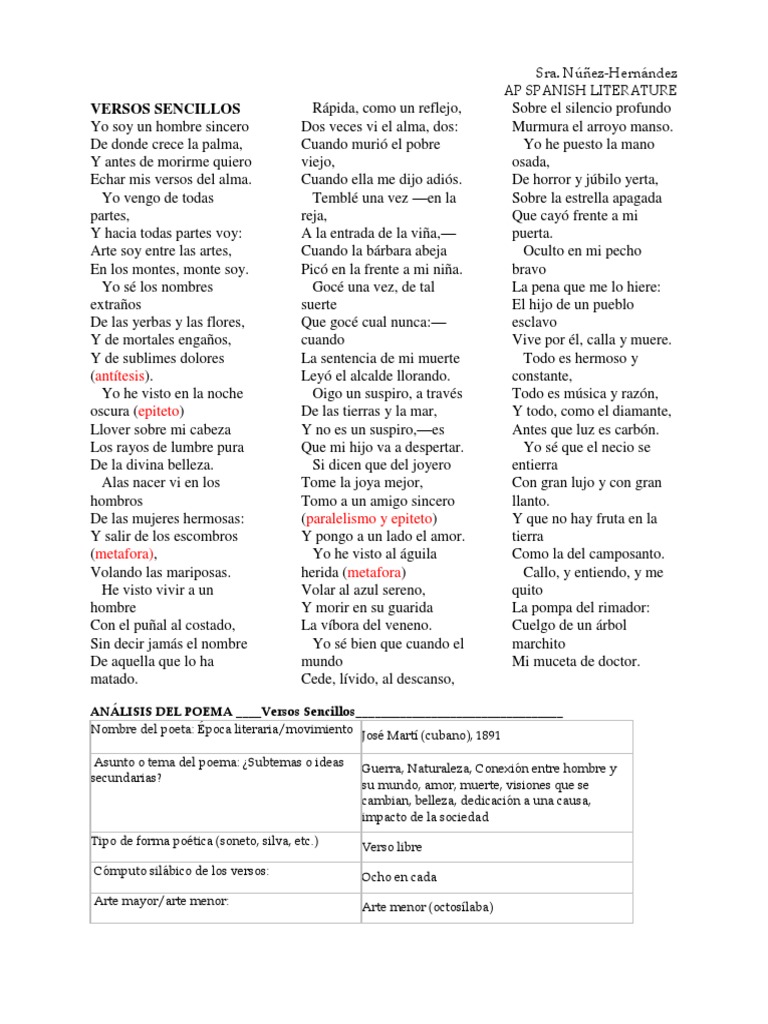 Análisis de "Versos Sencillos" de Martí | PDF | Muerte | Poesía