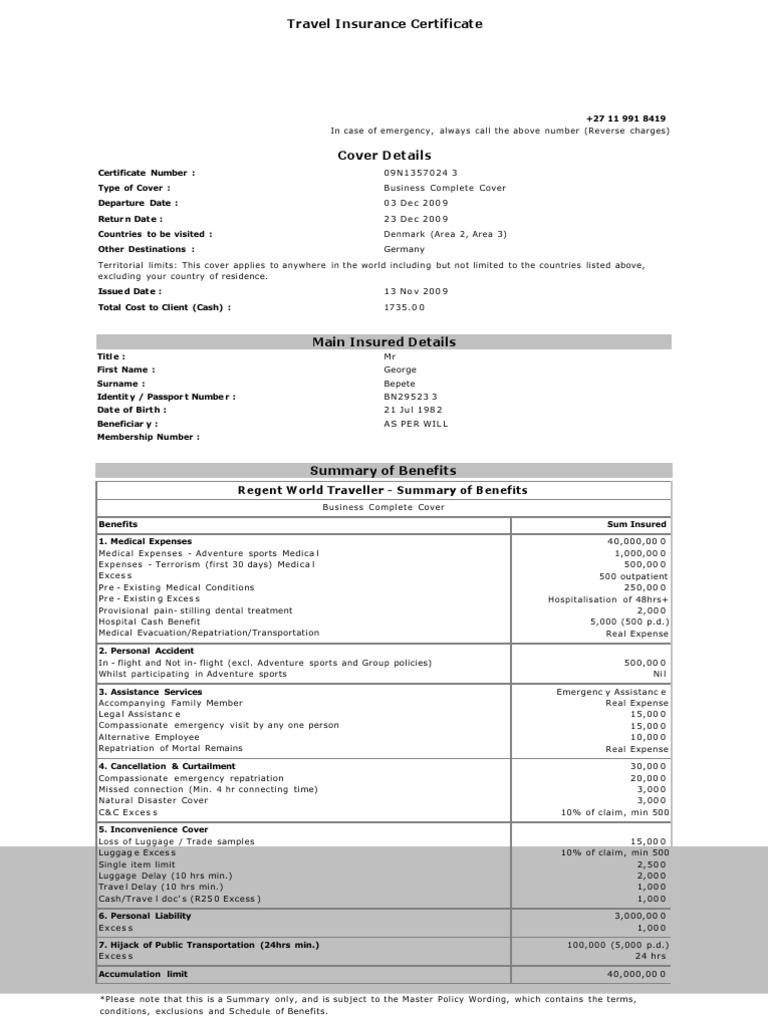 Summary of Benefits 09N13570243 | PDF | Financial Services | Insurance
