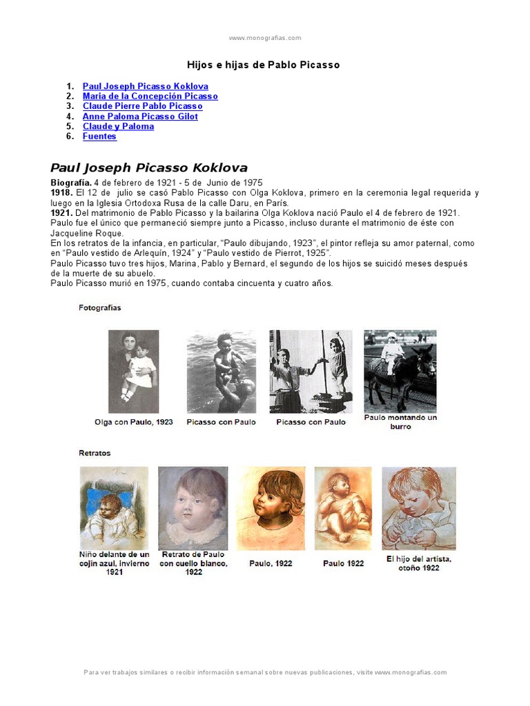 Hijos e Hijas Pablo Picasso | PDF | Cubismo | Pablo Picasso