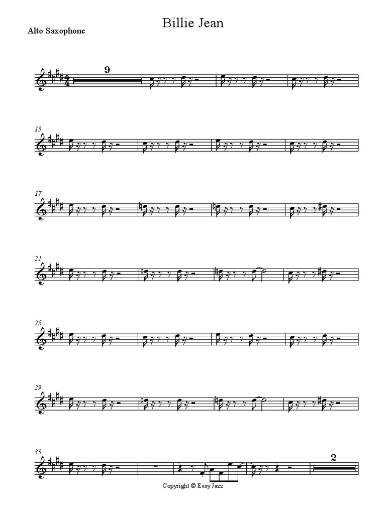 Billie Jean Alto Saxophone PDF | PDF