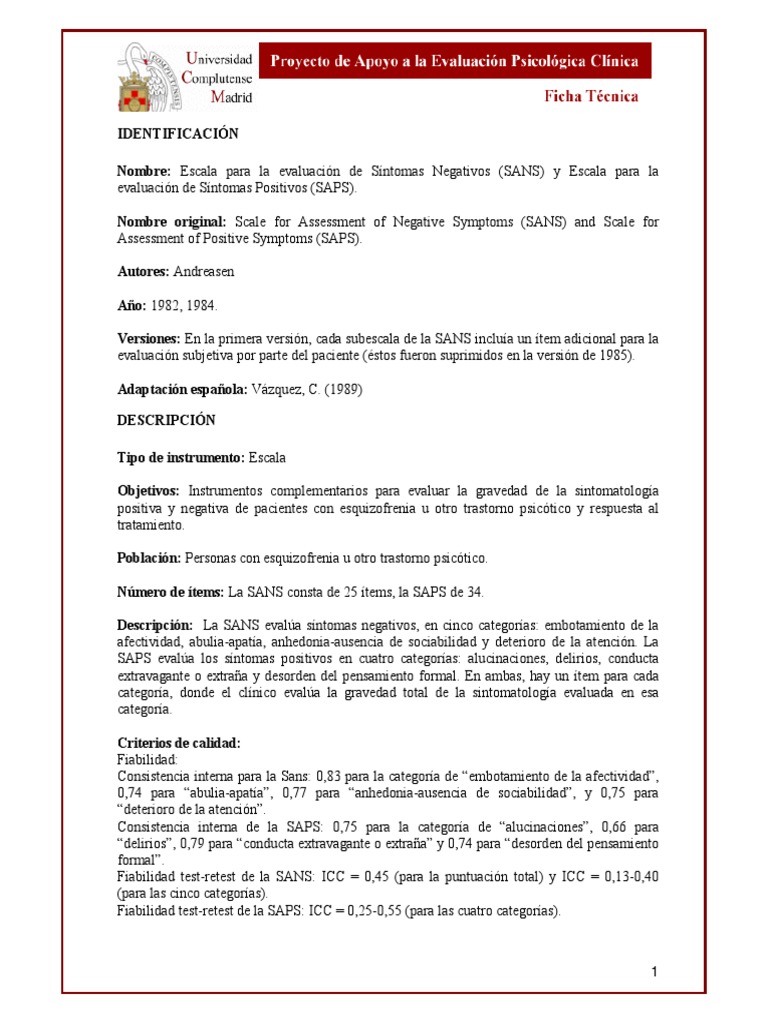 SANS y SAPS - Ficha | PDF