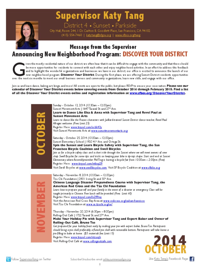 Supervisor Katy Tang: October | PDF | Groundwater | San Francisco