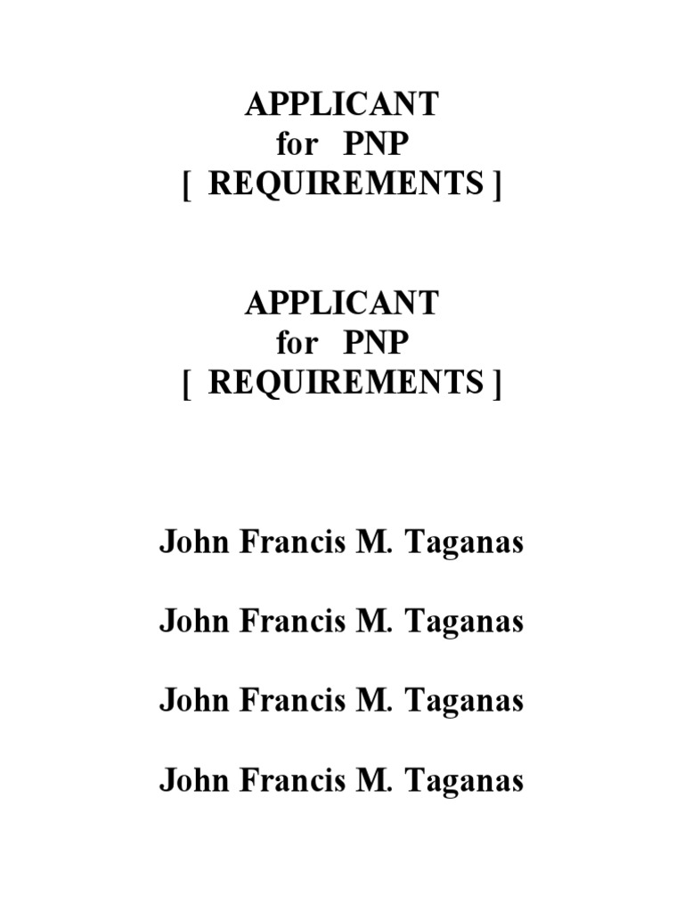 PNP Applicant | PDF