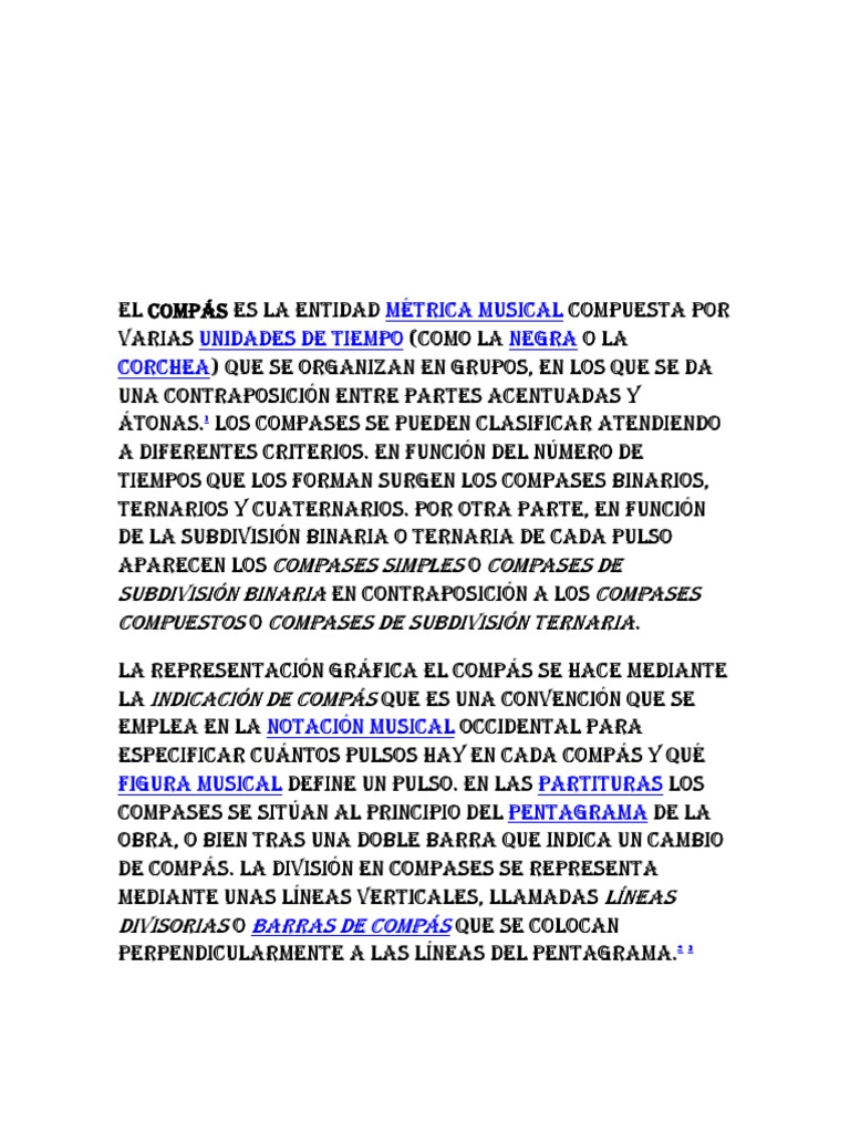 Tipos y Representación de Compases | PDF | Formas musicales | Infografia